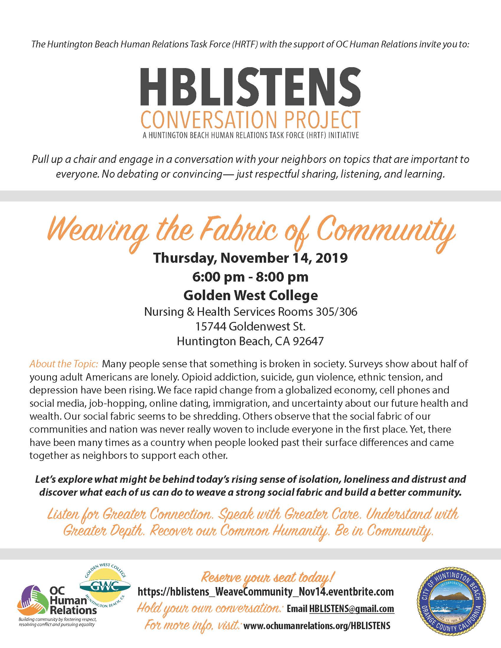 HB Listens Conversation Project | OC Human Relations