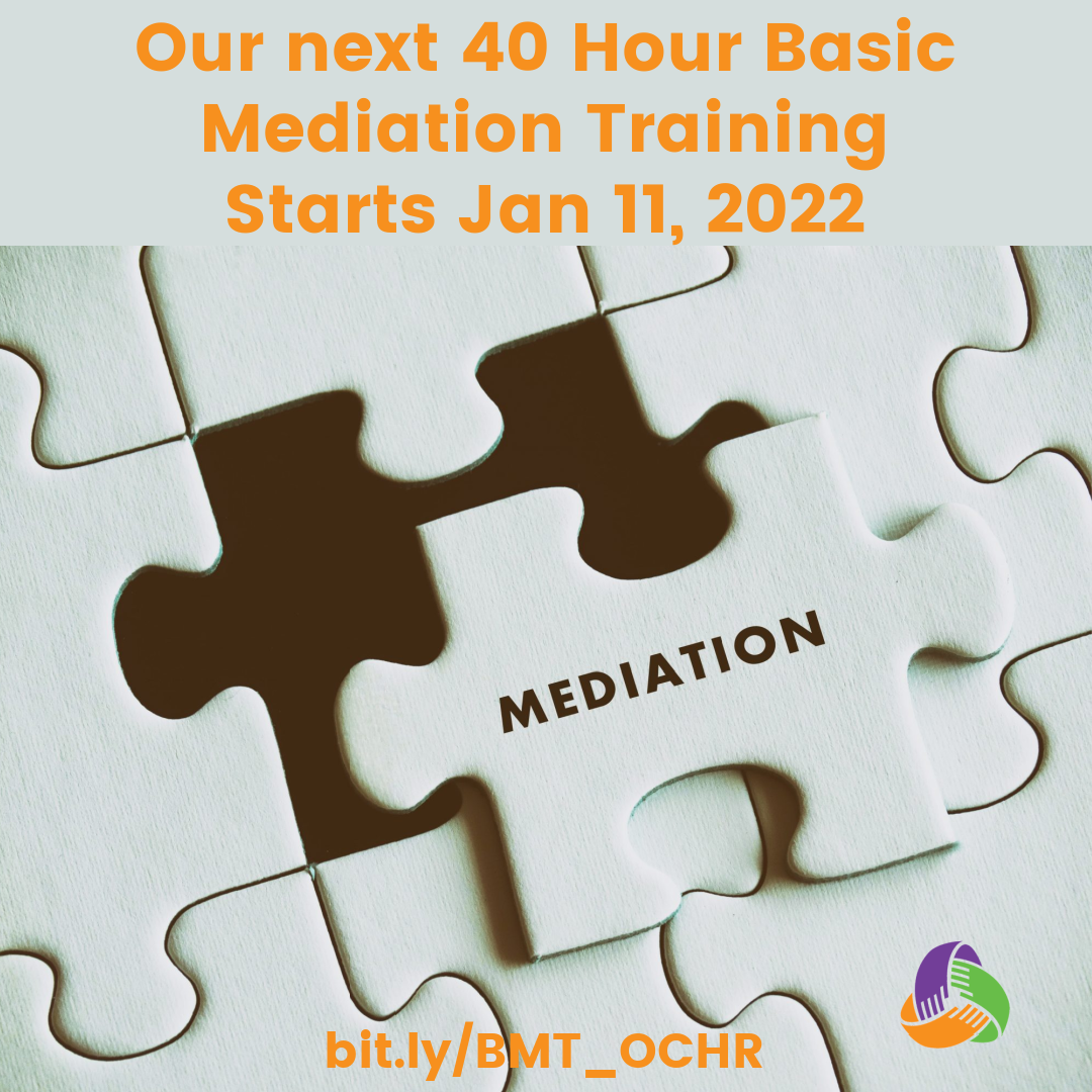 40-hour Basic Mediation Training Starts Jan 11 | OC Human Relations