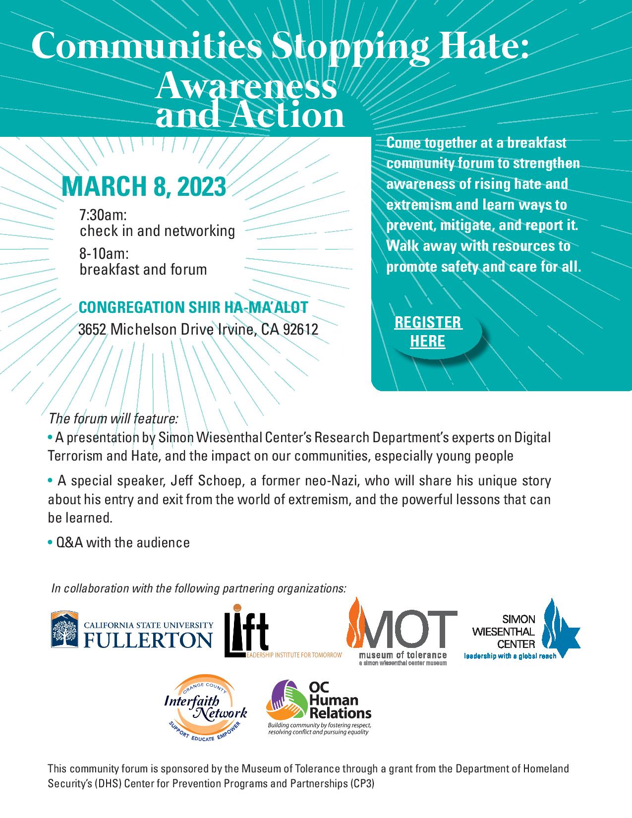 Communities Stopping Hate – Mar 8 | OC Human Relations