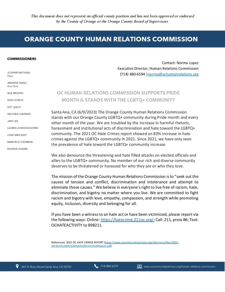 OC HUMAN RELATIONS COMMISSION STANDS WITH THE LGBTQ+ COMMUNITY | OC ...