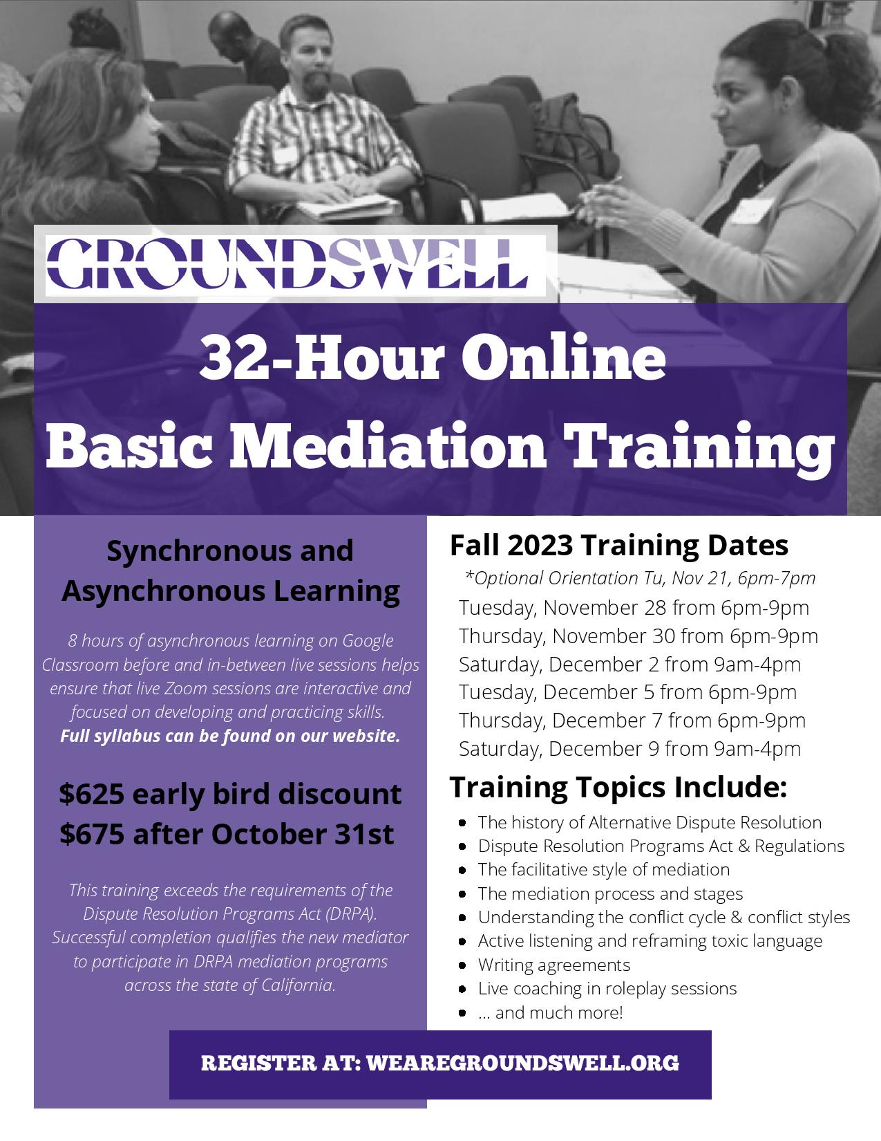 Fall Basic Mediation Training Starts November 28 | OC Human Relations
